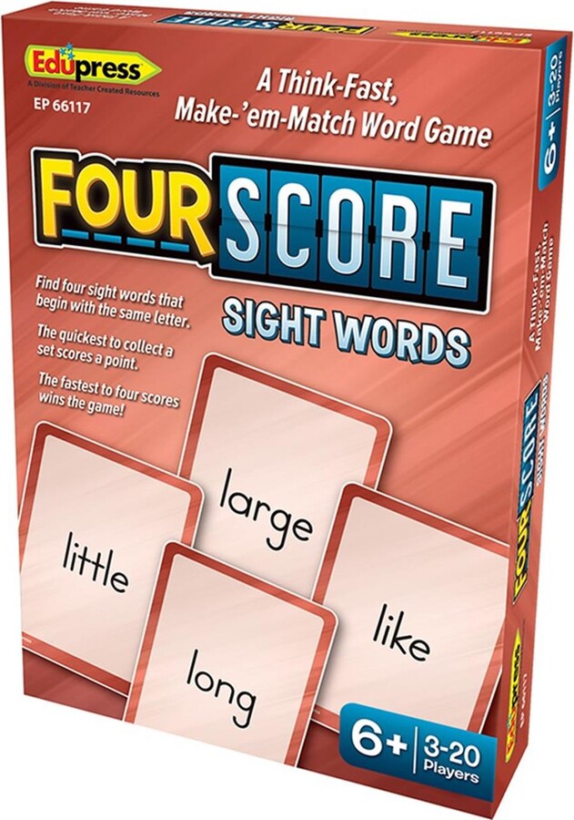 Teacher Created Resources Four Score Sight Words Card Game - Pack of 3 ...
