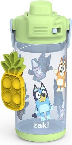 Zak Designs 16 fl oz Plastic Beacon Bluey Straw Water Bottle with Fun ...