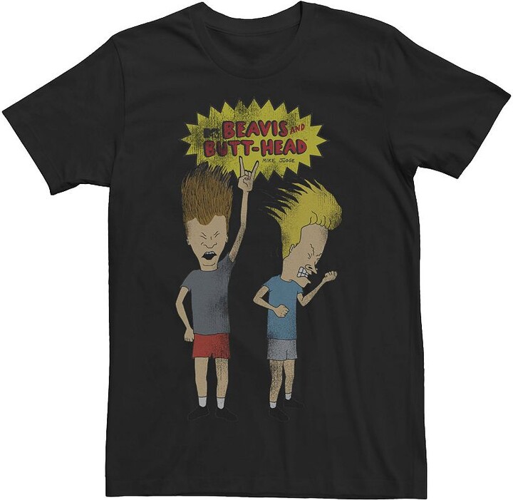 Licensed Character Men's Beavis and Butt-Head Rocking Out Logo Portrait ...