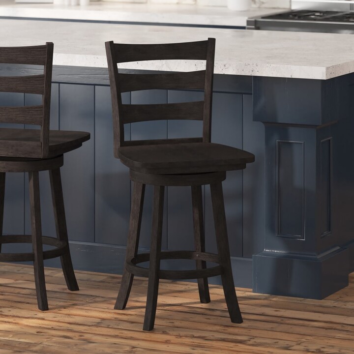 Taylor & Logan Ladderback Wooden Swivel Counter Stool with Footrest ...