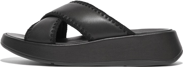 FitFlop F-Mode Leather Flatform Cross Slides - ShopStyle Sandals
