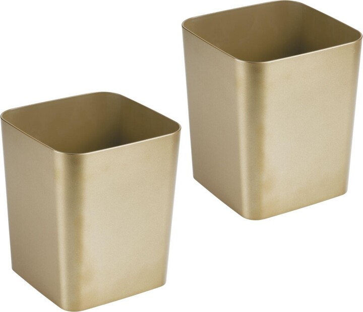 mDesign Square Small Trash Can Wastebasket Garbage Bin, 2 Pack ...