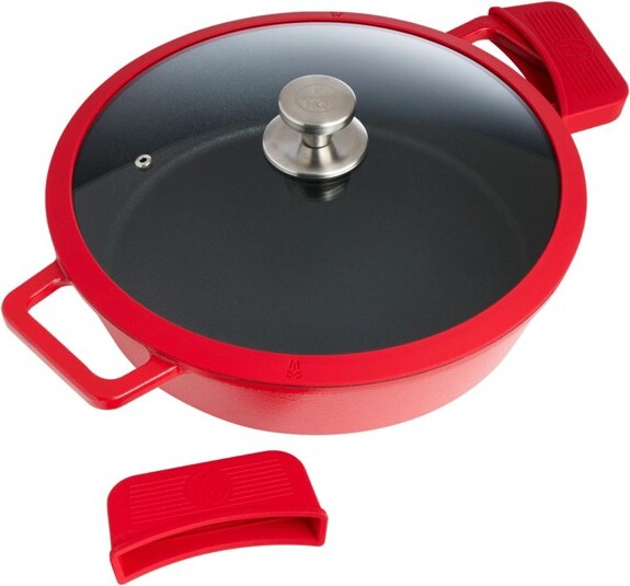 KitchenIQ Kitchen HQ 144oz Cast Iron Nonstick Braiser Refurbished Red ...