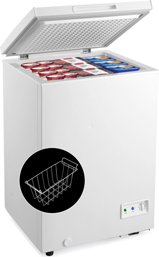 Slickblue Compact Chest Freezer with Removable Storage Basket-3.5 Cubic ...