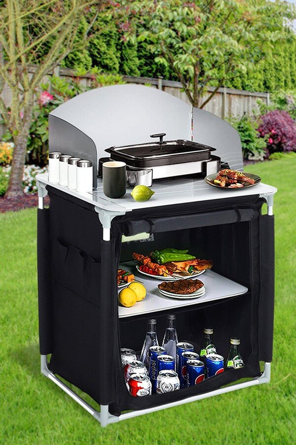 Living and Home Outdoor Portable Camping BBQ Picnic Kitchen Stand Unit ...