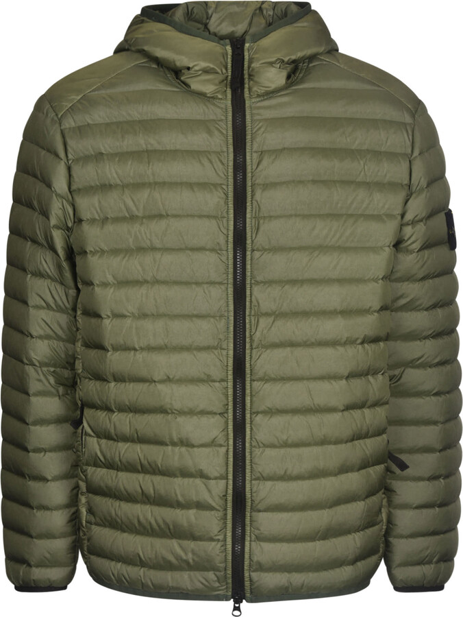 Stone Island Logo Patched Lightweight Hooded Down Jacket - ShopStyle ...