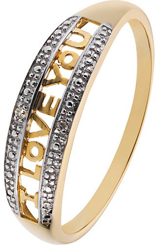 9ct Gold Diamond Set 'I Love You' Ring. - ShopStyle Women's Fashion