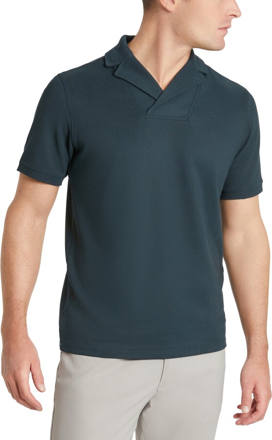 Kenneth Cole Men's Short Sleeve Camp Johnny Collar Performance Polo ...