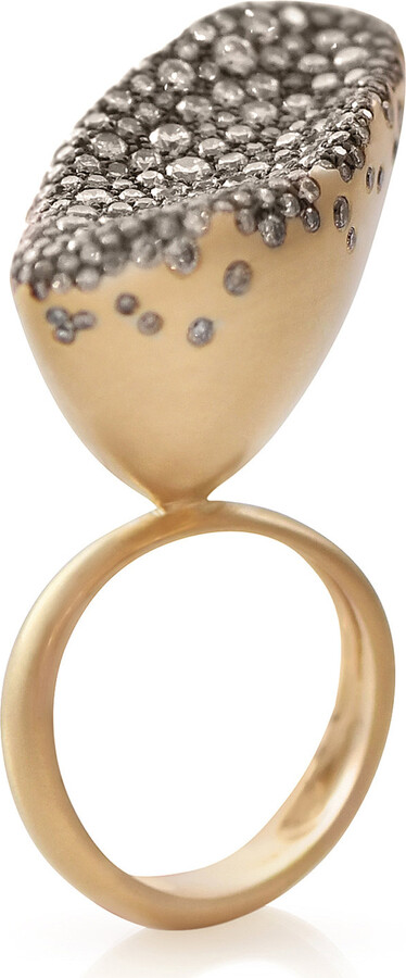 Nada Ghazal Baby Malak Flourish 18K Yellow Gold Diamond Big Ring ...