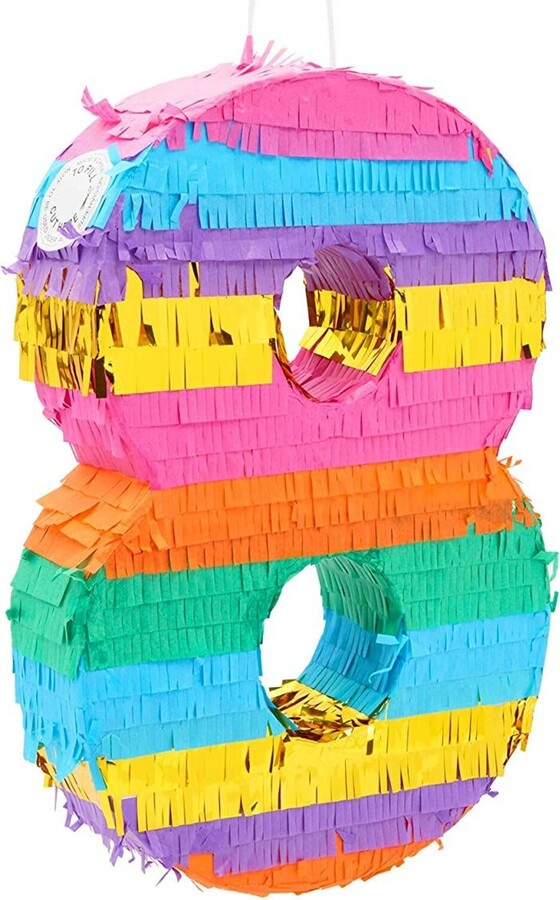 Blue Panda Small Rainbow Pinata for Kid's 8th Birthday Party, Number 8 ...