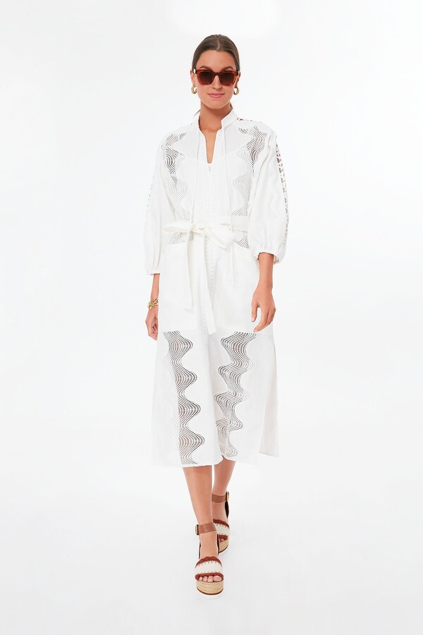 Oroton Antique White Geo Ric Rac Column Dress - ShopStyle