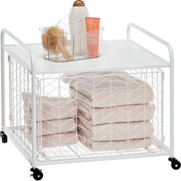 mDesign Small Portable Mini Fridge Storage Cart with Wheels and Handles ...