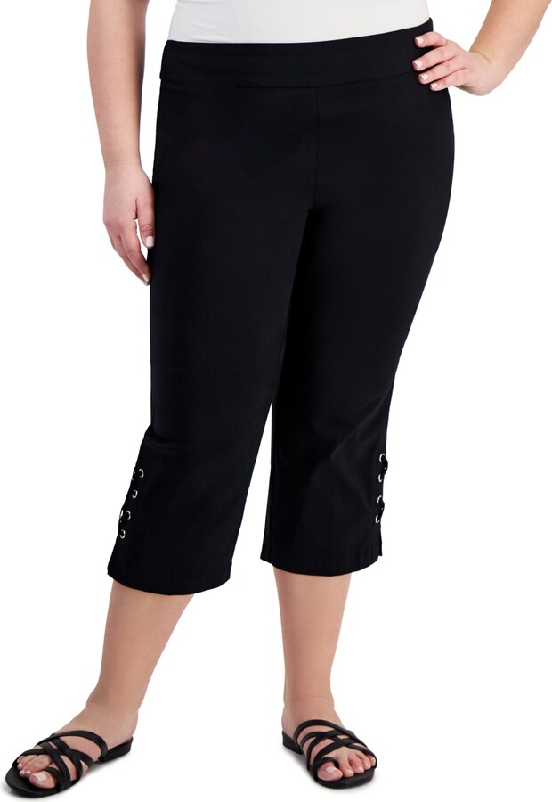 JM Collection Plus Size Side Lace-Up Capri Pants, Created for Macy's ...