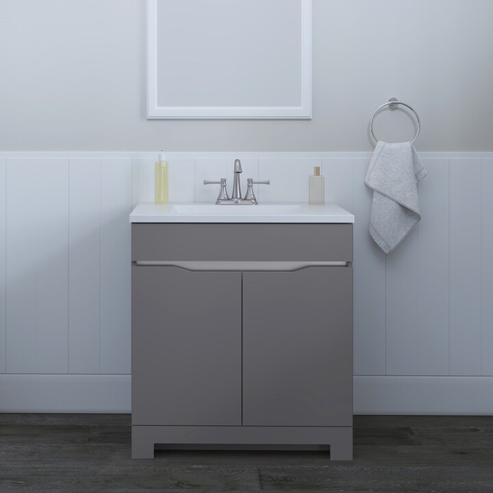Spring Mill Cabinets 30" Brennan 2-Door Bathroom Vanity With White Sink ...