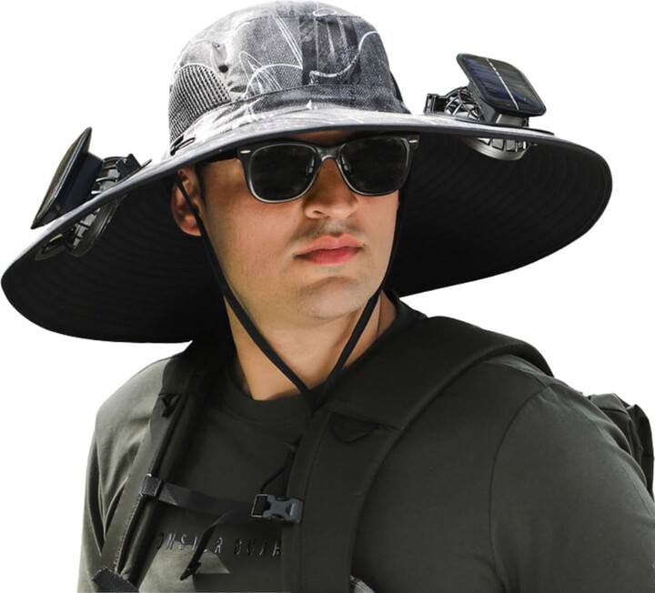 YODAOLI Outdoor Wide Brim Sun Hat with Solar Fan - ShopStyle