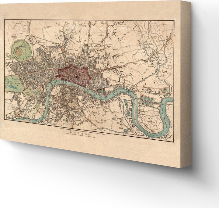 Etsy 1815 City Of London Map - Canvas Wrap Vintage Wall Map- History ...