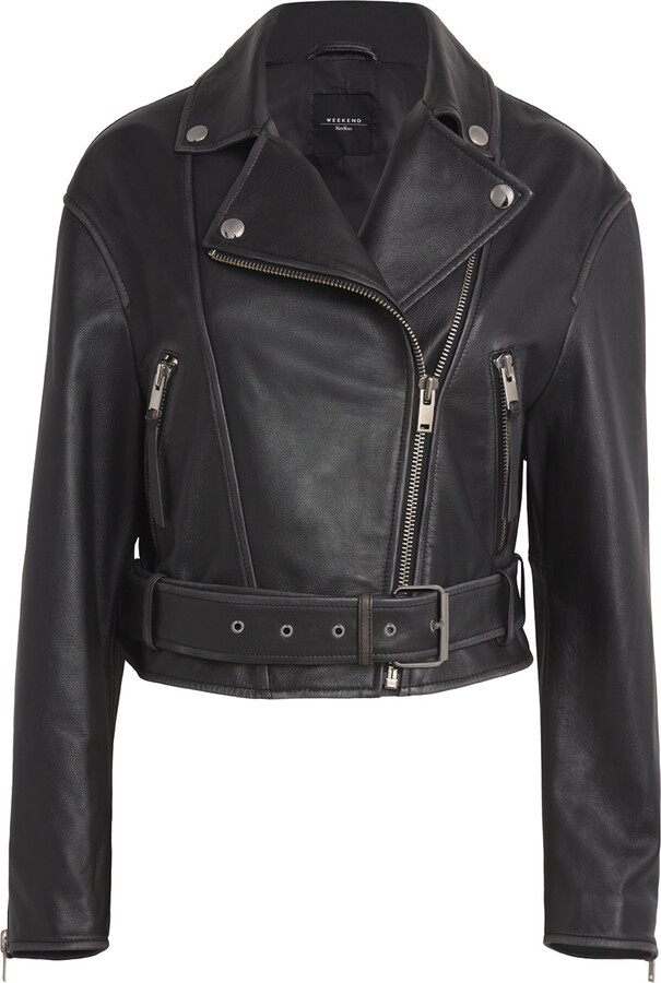 Weekend Max Mara Leather Biker Jacket - ShopStyle
