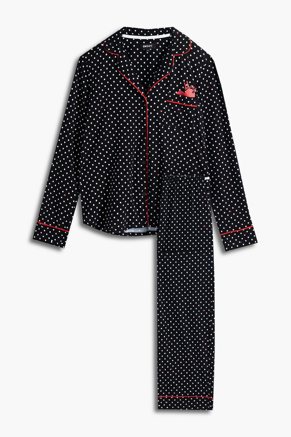 DKNY Sleepwear Polka-dot cotton-blend jersey pajama set - ShopStyle Pyjamas