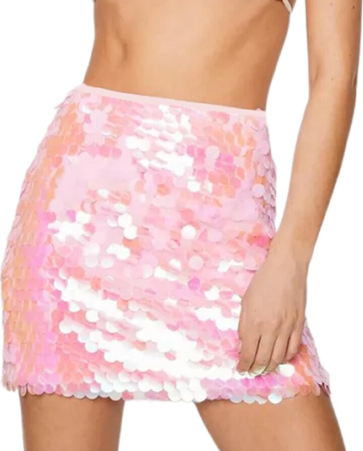 Sunfanrtnn Women Sequin Mini Skirt Sparkle Shiny Short Skirts Elastic High Waist Bodycon Pencil ...