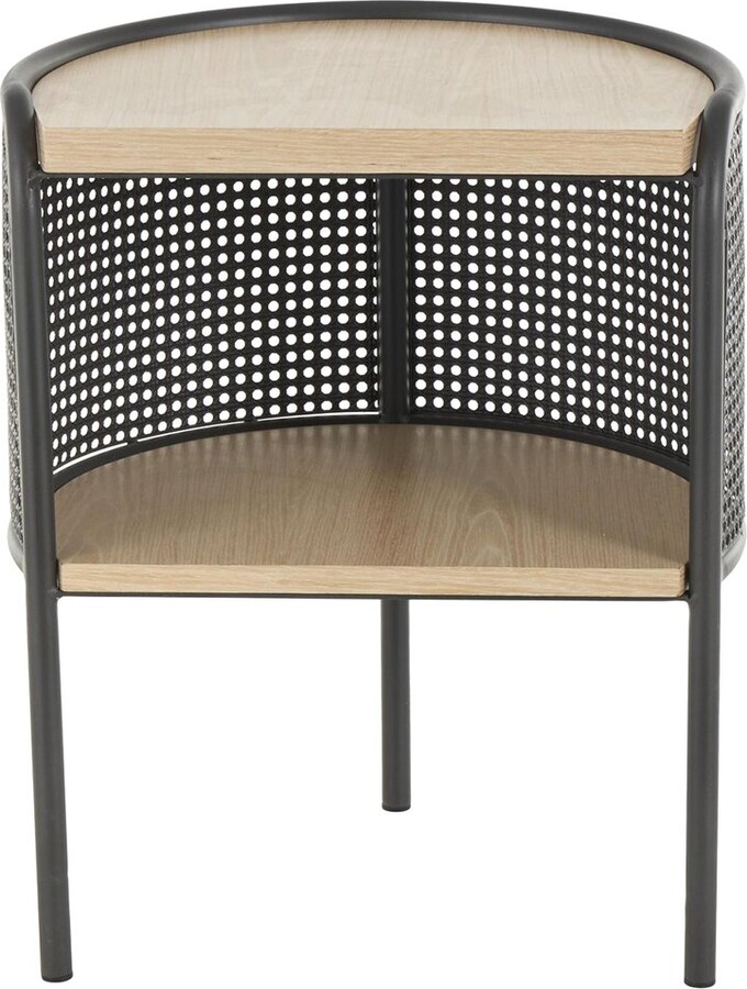 Peyton Lane Half-Moon Accent Table With Mesh Back Panel & Wood Tabletop ...