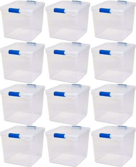 Homz Heavy Duty Modular Clear Plastic Stackable Storage Tote Containers ...