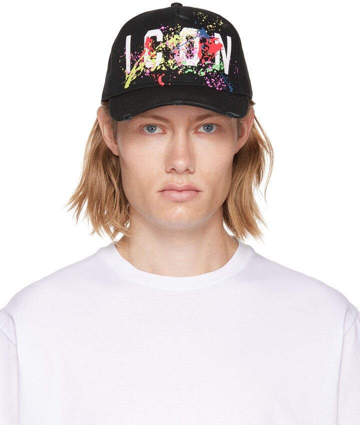 DSQUARED2 Black Splash Baseball Cap - ShopStyle Hats