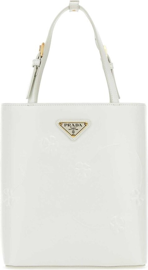 Prada Logo-Triangle Floral-Embossed Tote Bag - ShopStyle