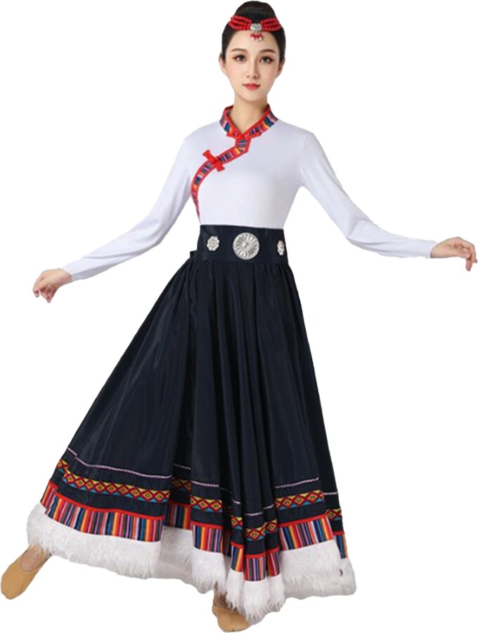 Freebily Womens Traditional Folk Dance Costume Long Sleeve Ballroom ...