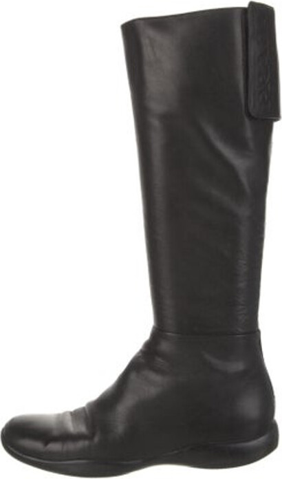 Prada Linea Rossa Leather Riding Boots - ShopStyle