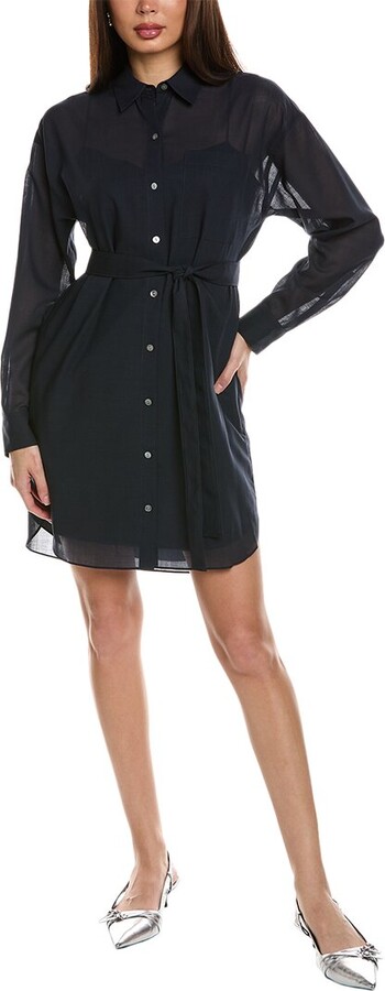 Theory Wool-Blend Shirtdress - ShopStyle Day Dresses