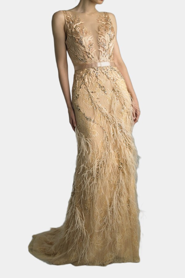 Basix II Burnout Feathered Gown - ShopStyle Evening Dresses