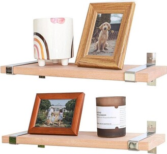 MPM Beech Wood Floating Shelves Wall Mounted for Living Room, Kitchen ...