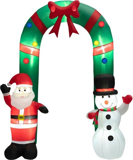 Tangkula 8FT Tall Christmas Inflatable Santa Claus and Snowman Archway ...