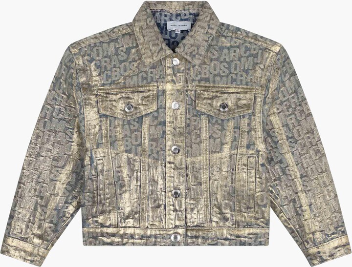 Marc Jacobs The Metallic Jumbled Logo Trucker Jacket - Gold - ShopStyle