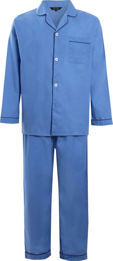 STONEBRIDGE Mens Classic Fit Cotton Blend Pyjama Set Traditional ...