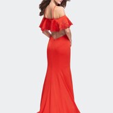 La Femme Form Fitting Satin Mermaid Dress with Shoulder Cutouts - ShopStyle
