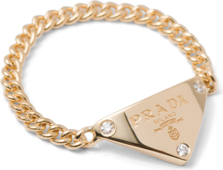 Prada Eternal Gold Chain Ring In Yellow Gold With Diamonds - ShopStyle