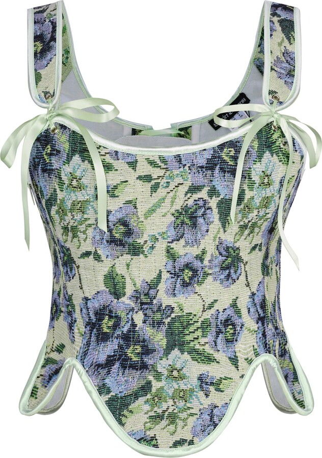 SCARLET DARKNESS Ladies Plus Size Floral Corset Top for Women Medieval ...