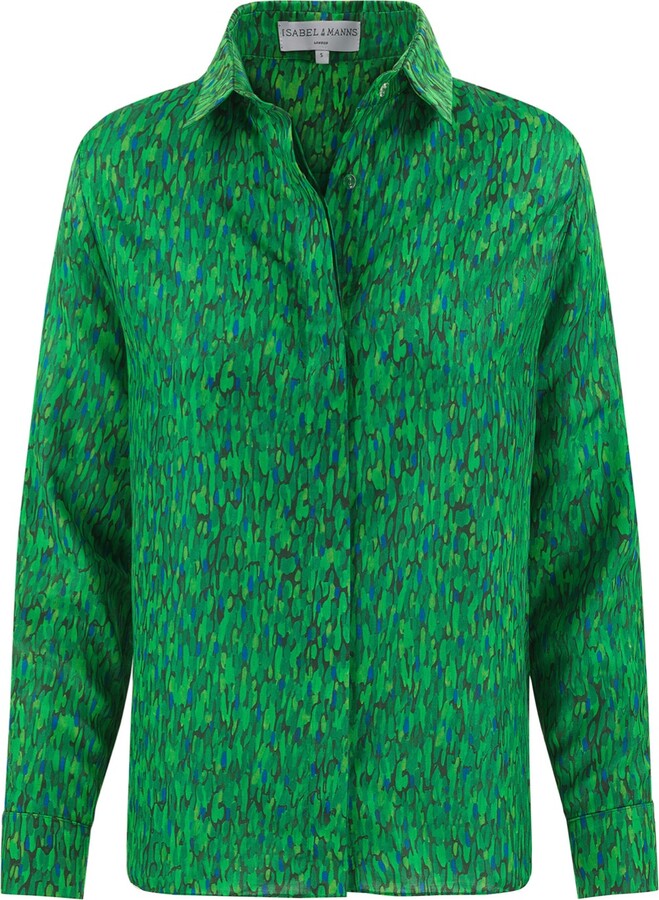 Isabel Manns - Lisa Shirt In Flecked Emerald - ShopStyle Tops