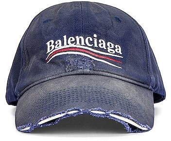Balenciaga Political Destroyed Baseball Hat in Blue - ShopStyle