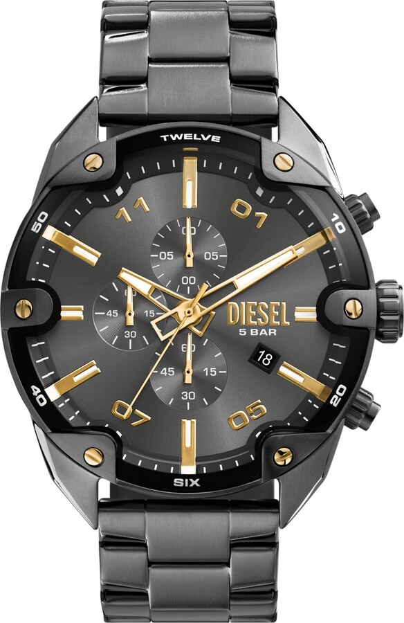 Diesel Spiked Chronograph Gunmetal Gray and Gold Two-Tone Stainless ...
