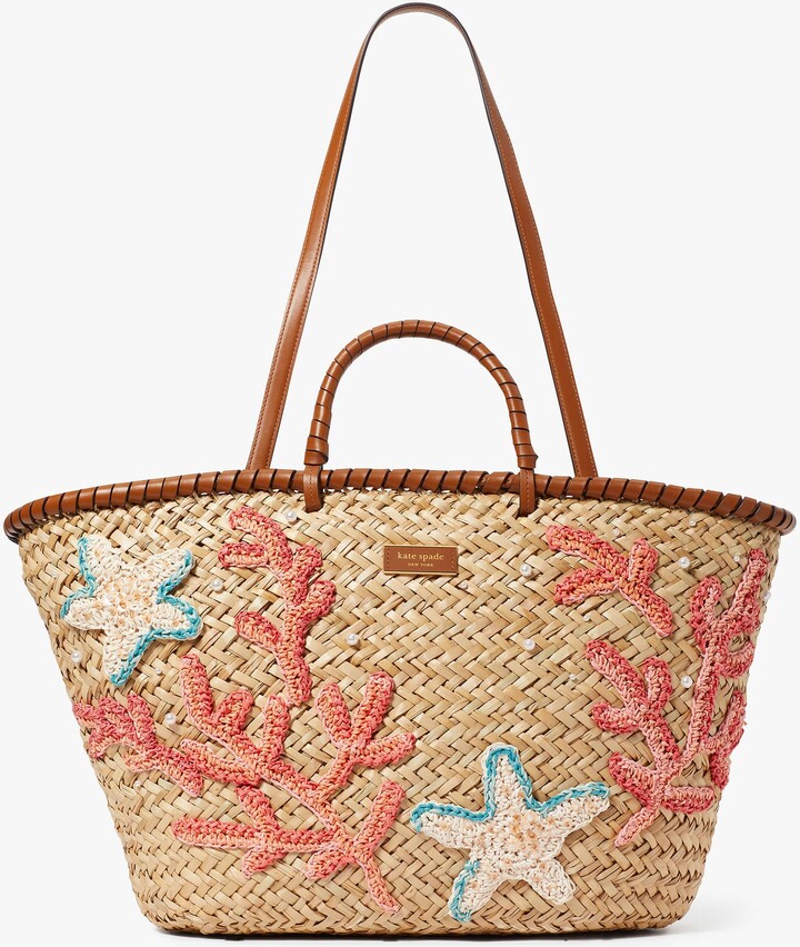 Kate Spade What The Shell Embellished Straw Large Tote - ShopStyle