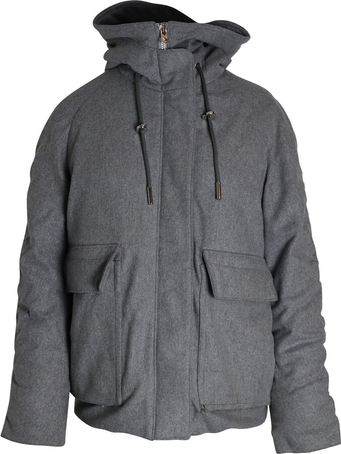 Acne Studios Asa Puffed Hooded Winter Jacket in Grey Wool - ShopStyle