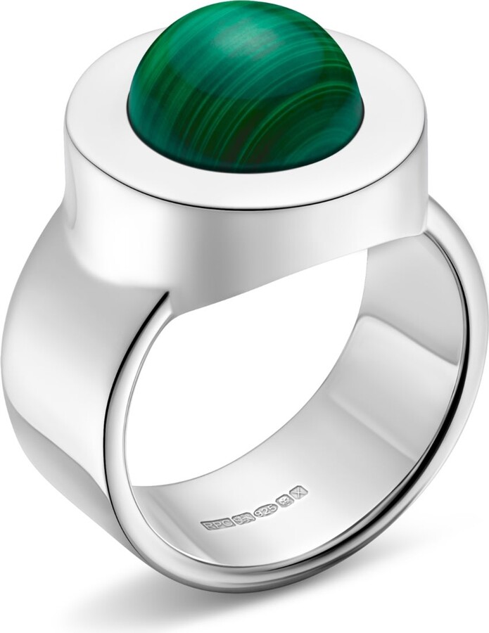 Rahul Patel Collection Men's Green / Silver Genesis Malachite Ring ...