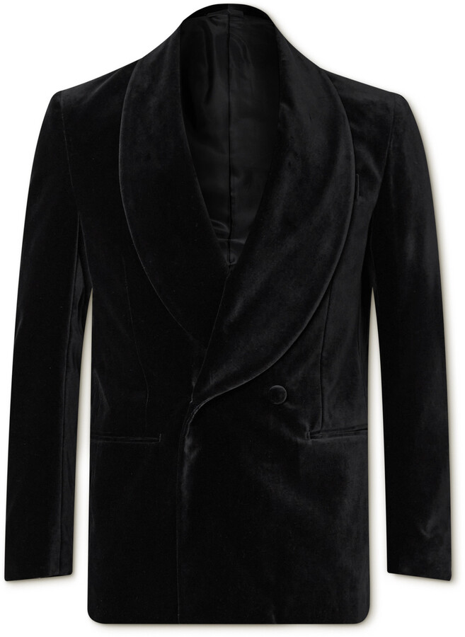 De Petrillo Positano Shawl-Collar Double-Breasted Velvet Tuxedo Jacket ...
