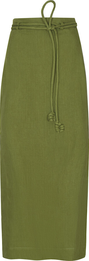 Andres Otalora Mar De Ti Belted Linen Column Skirt - ShopStyle