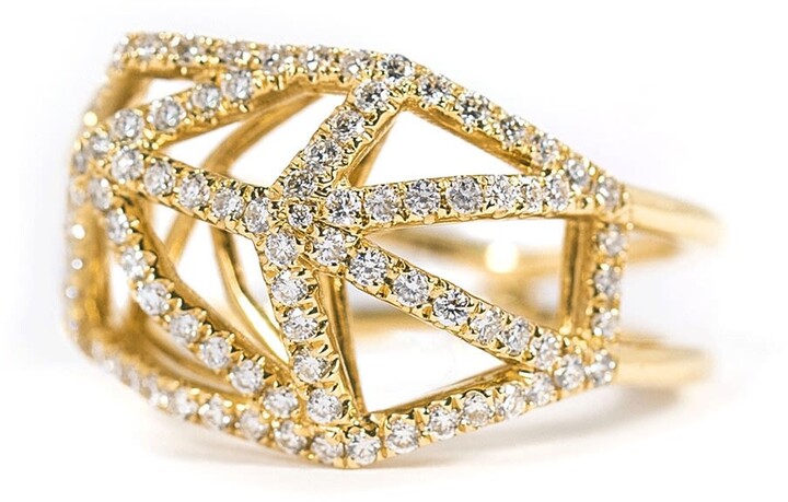 Zed - 18K Yellow Gold Diamond Caged Ring - ShopStyle