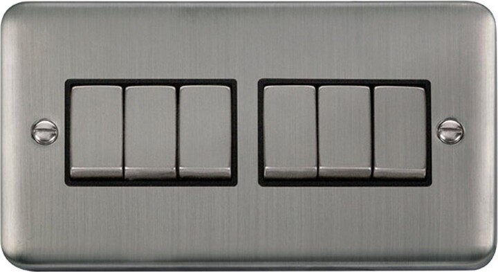 SE Home Curved Stainless Steel 10A 6 Gang 2 Way Ingot Light Switch ...