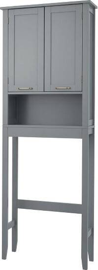 Teamson Home Wooden Over Toilet Cabinet & Open Shelf Grey EHF-F0016 ...