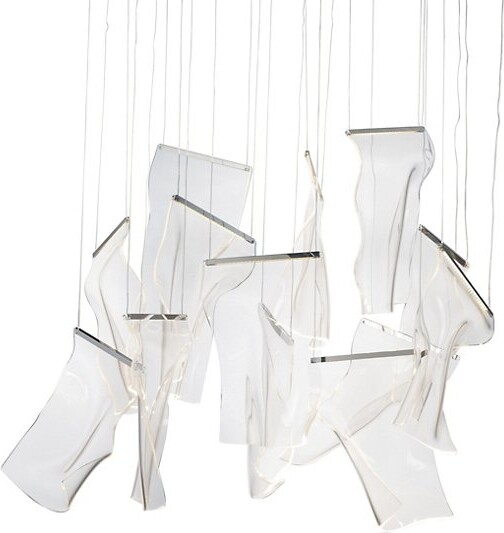 ET2 Lighting Rinkle LED Multi-Light Rectangular Pendant Light in Silver ...